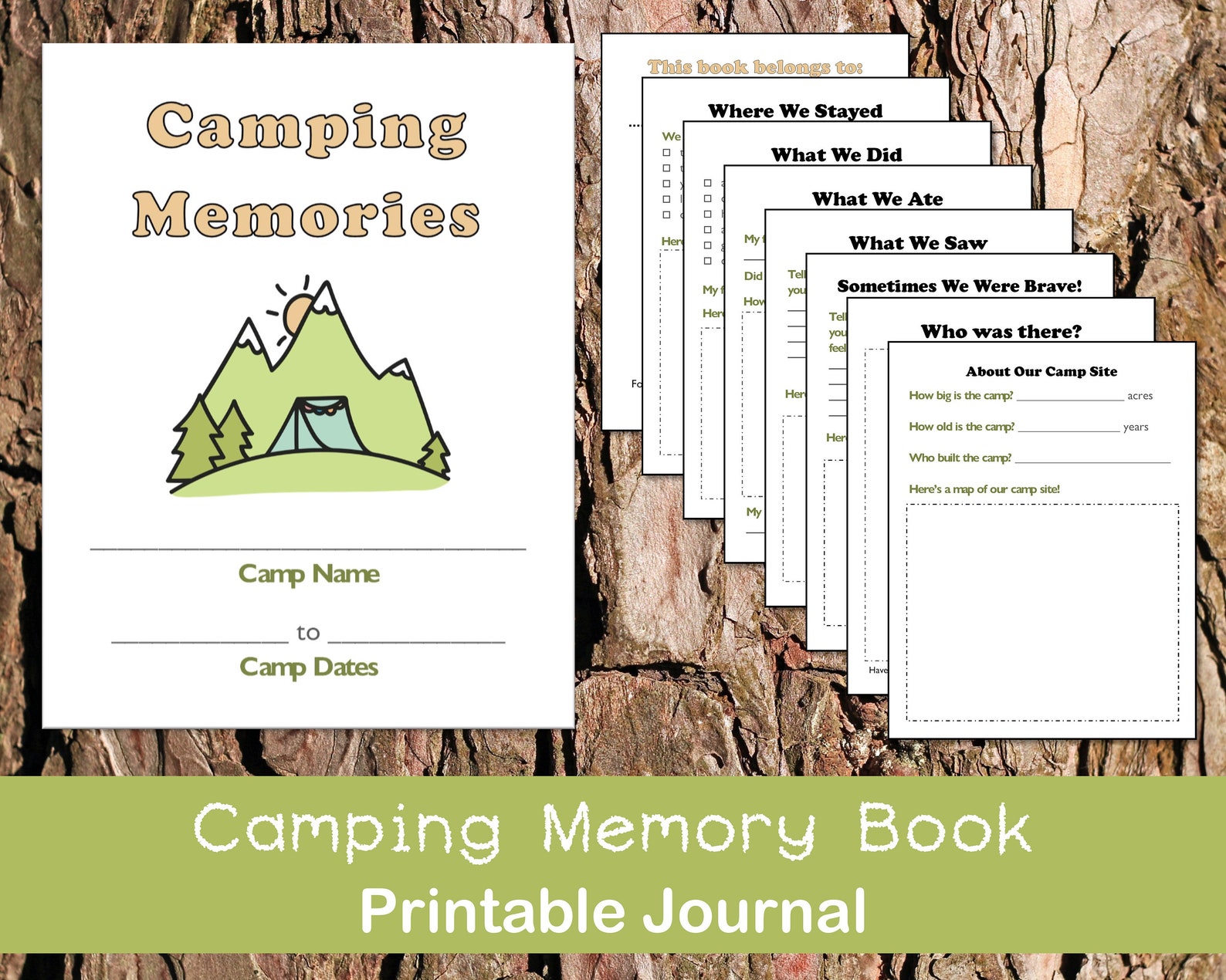 Printable Kids Camping Memory Booklet - Scrapbook - Journal - Family ...