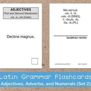 Latin Grammar, Adjectives-adverbs-numerals, SET 2 - Flashcards, Study ...
