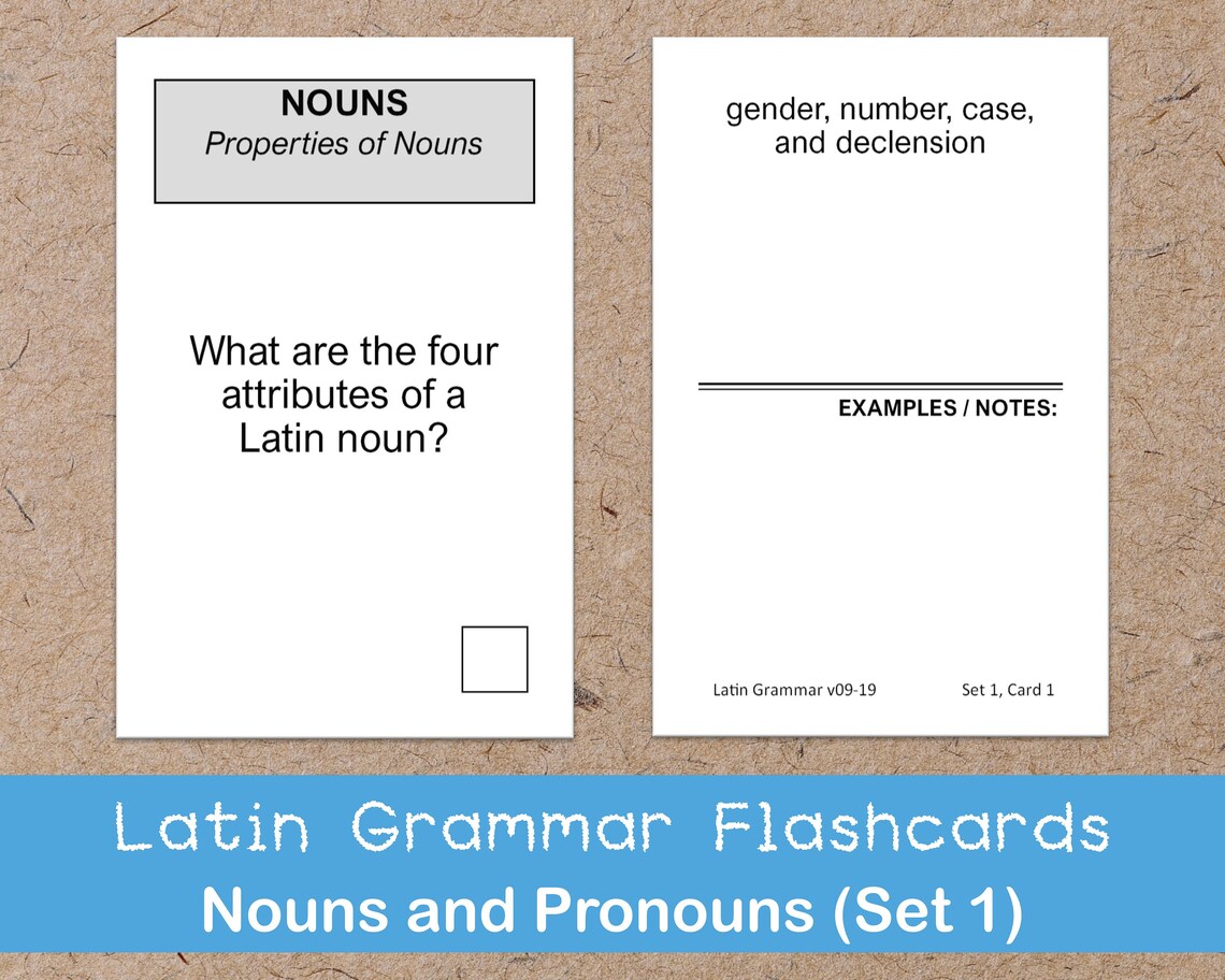 Latin Grammar, Nouns and Pronouns, SET 1 - Flashcards, Notecards, Study ...