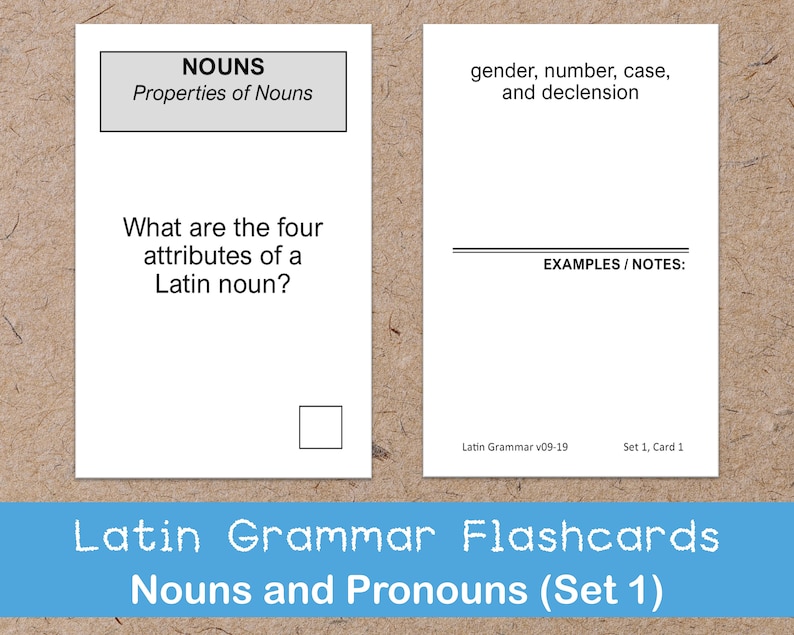 Latin Grammar, Nouns and Pronouns, SET 1 - Flashcards, Notecards, Study ...