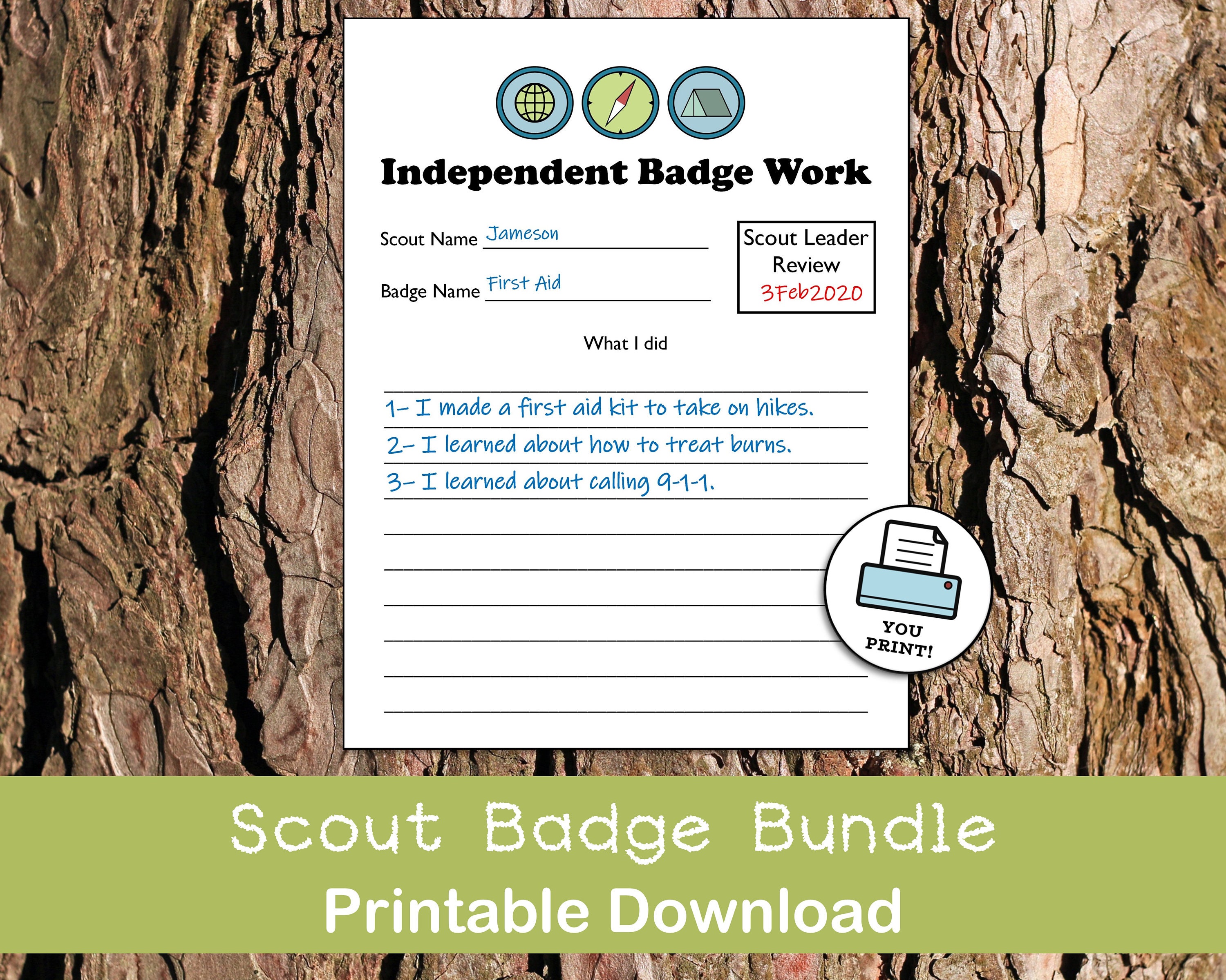 Printable Scout Badge Bundle, Worksheet for Leaders, Journal for Scouts ...
