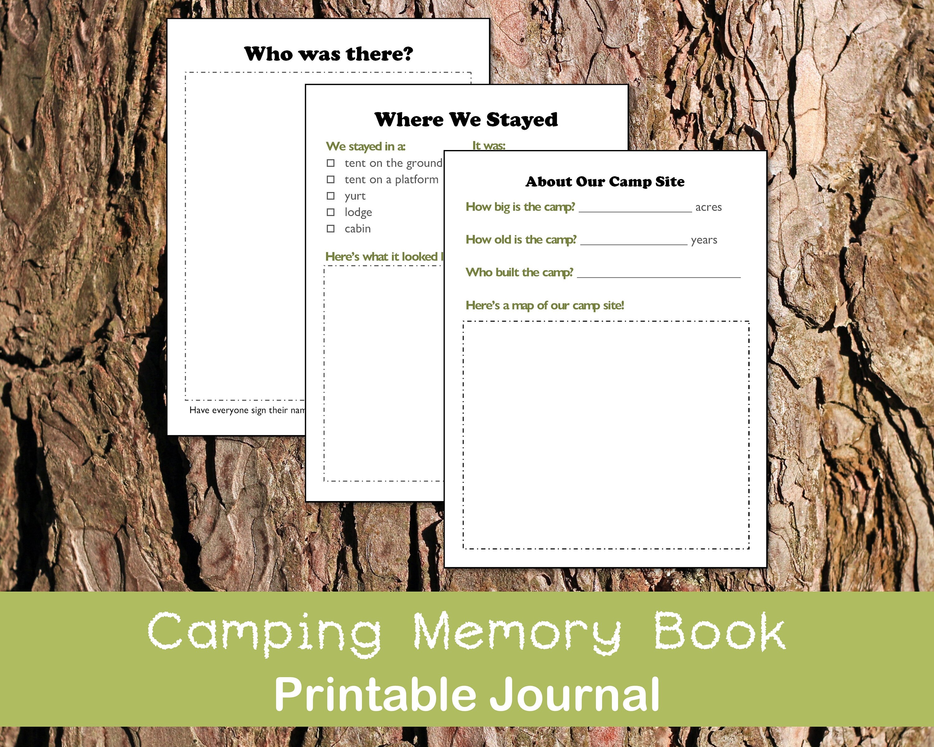 Printable Kids Camping Memory Booklet - Scrapbook - Journal - Family ...