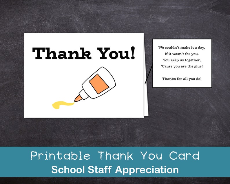 PRINTABLE DOWNLOAD, School Staff Thank You Card, Staff Appreciation ...