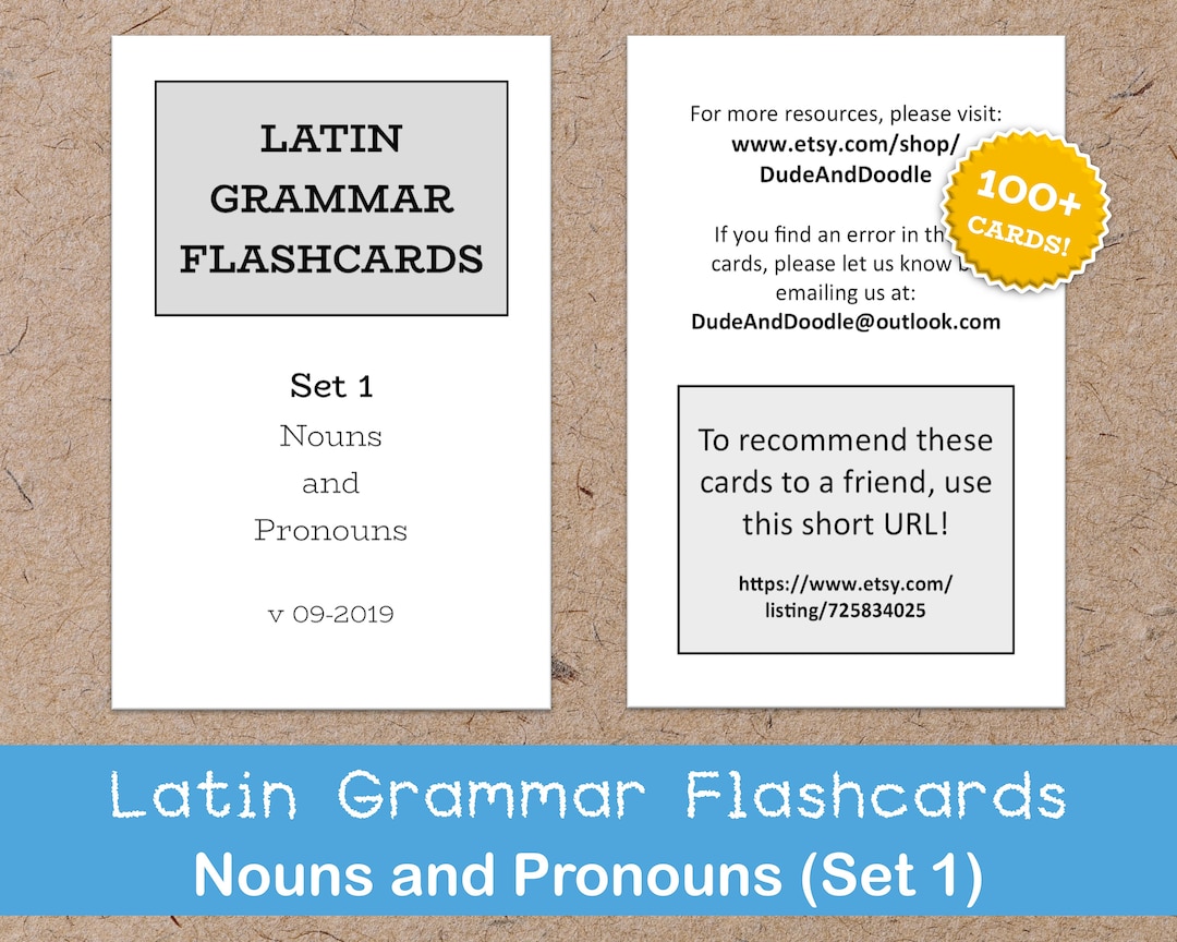 Latin Grammar, Nouns and Pronouns, SET 1 - Flashcards, Notecards, Study ...