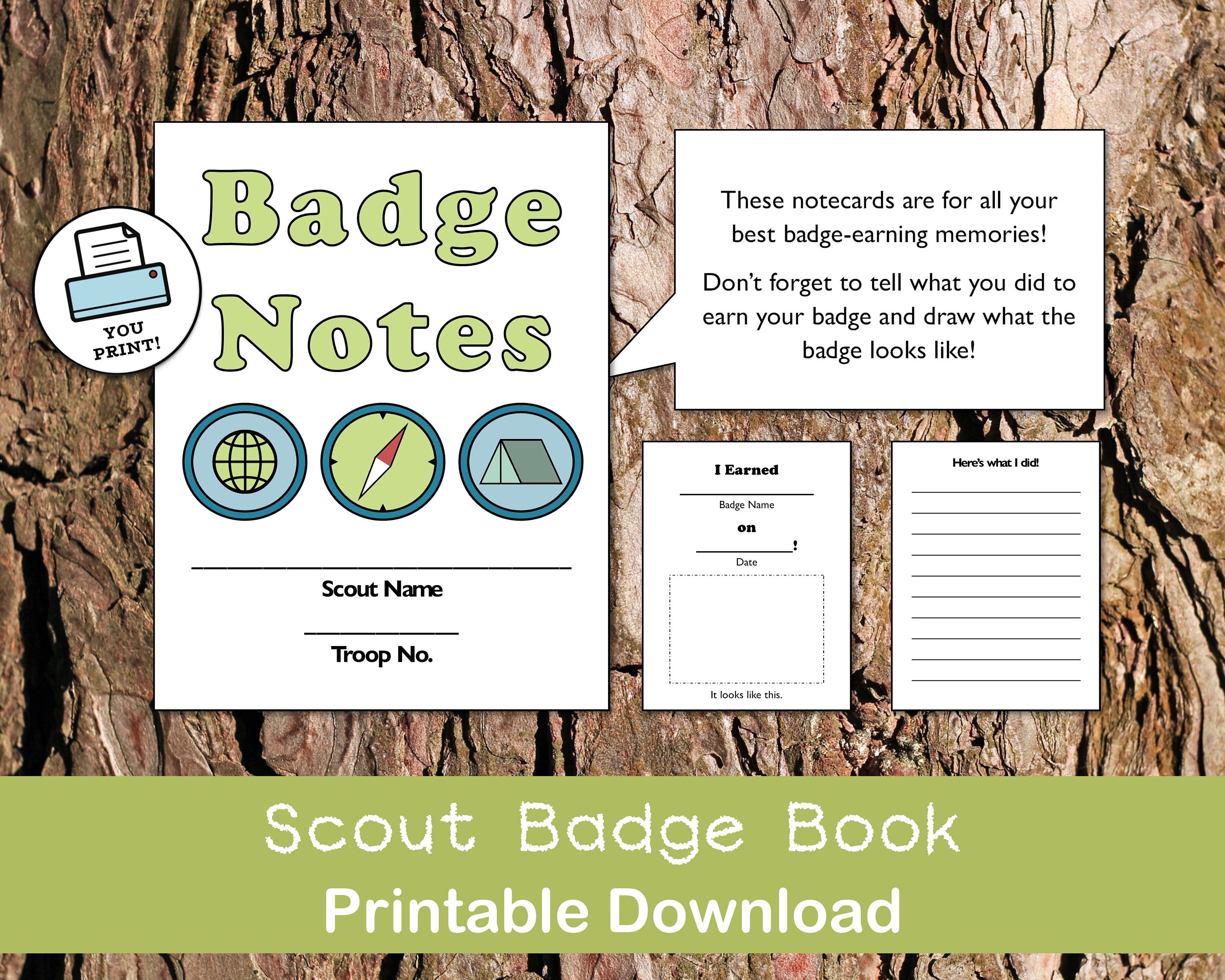 Printable Scout Badge Journal Pages - Planner - Tracker- Log Book ...