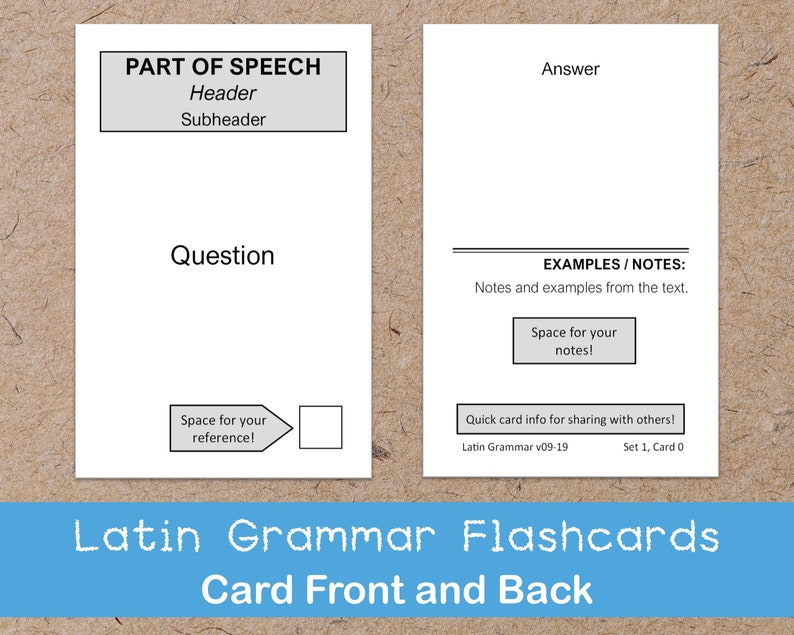 Latin Grammar, Nouns and Pronouns, SET 1 - Flashcards, Notecards, Study ...