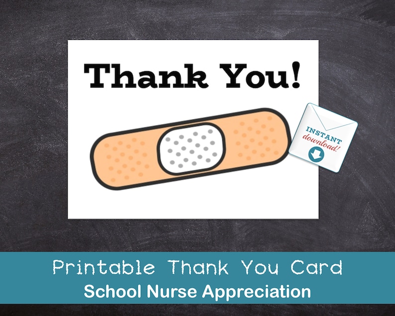 PRINTABLE DOWNLOAD, School Nurse Thank You Card, Nurse Appreciation ...