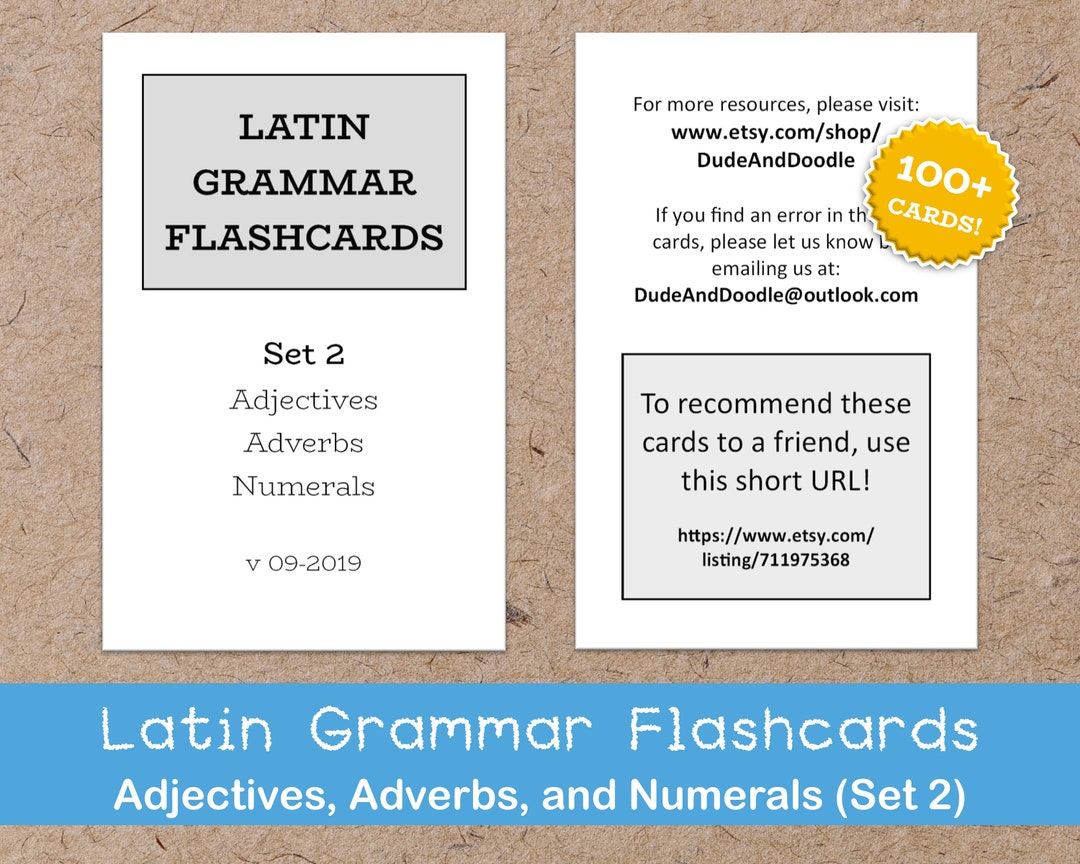 Latin Grammar, Adjectives-adverbs-numerals, SET 2 - Flashcards, Study ...