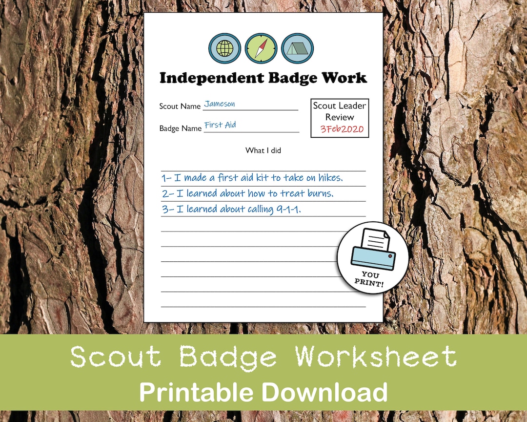 Printable Scout Badge Worksheet for Scout Leaders, Independent Badges ...