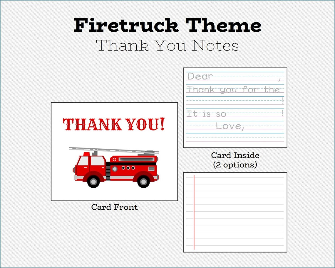 Thank You Notes (8), Boy Birthday, Fire Truck, Fire Engine, Fire ...