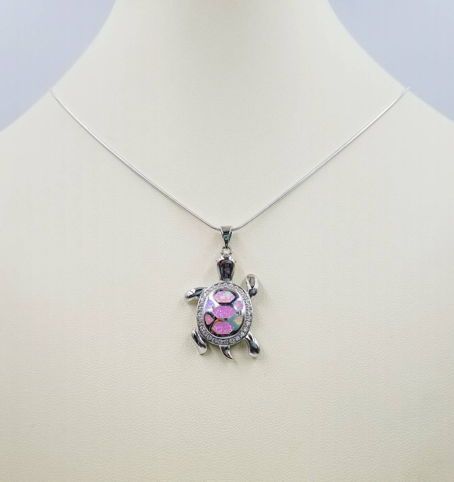 Pink Opal Turtle Necklace 925 Pink Fire Opal Sea Turtle With - Etsy
