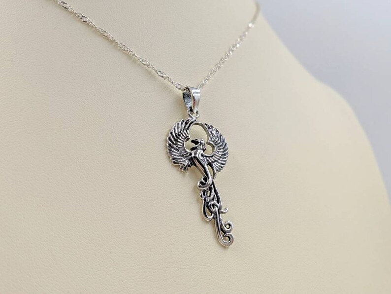 Silver Phoenix Necklace, 925 Sterling Silver Phoenix Rising Pendant ...