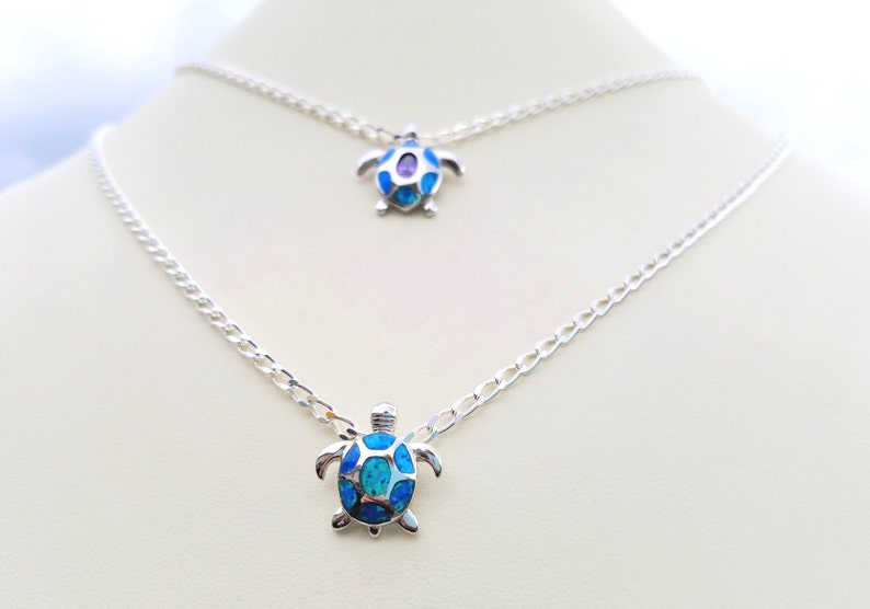 Layered Double Chain Blue Fire Opal and Purple Amethyst Sea | Etsy