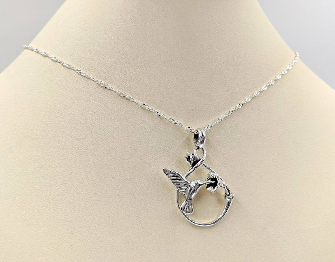Hummingbird Infinity Necklace Sterling Silver Hummingbird | Etsy