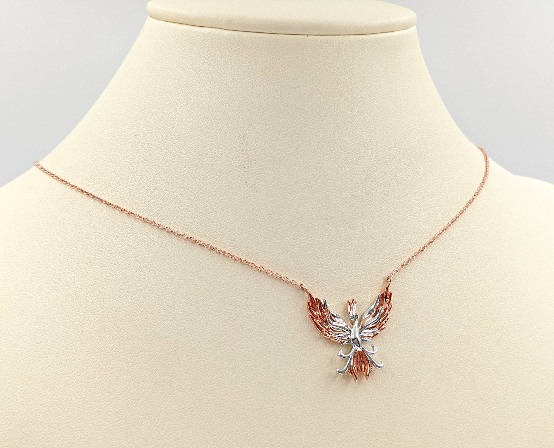 Two Tone Phoenix Rising Necklace 925 Silver & Rose Gold - Etsy