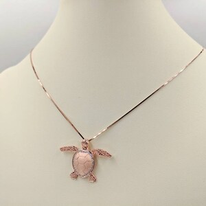 Rose Gold Sea Turtle Necklace; 925 Sterling & Rose Turtle, 925 Rose ...
