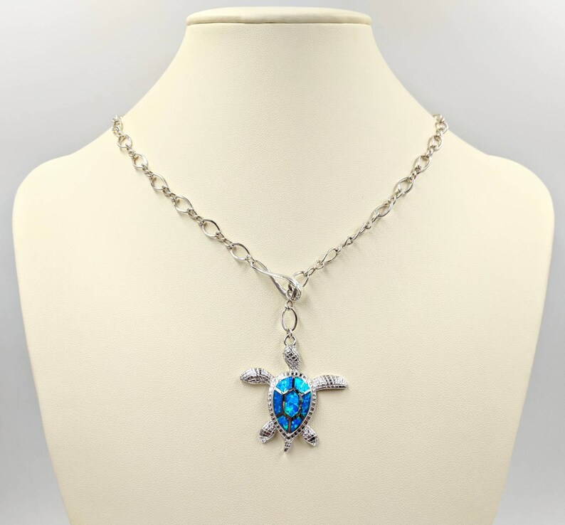 Sea Turtle Infinity Lariat Necklace Blue Fire Opal 925 Turtle - Etsy