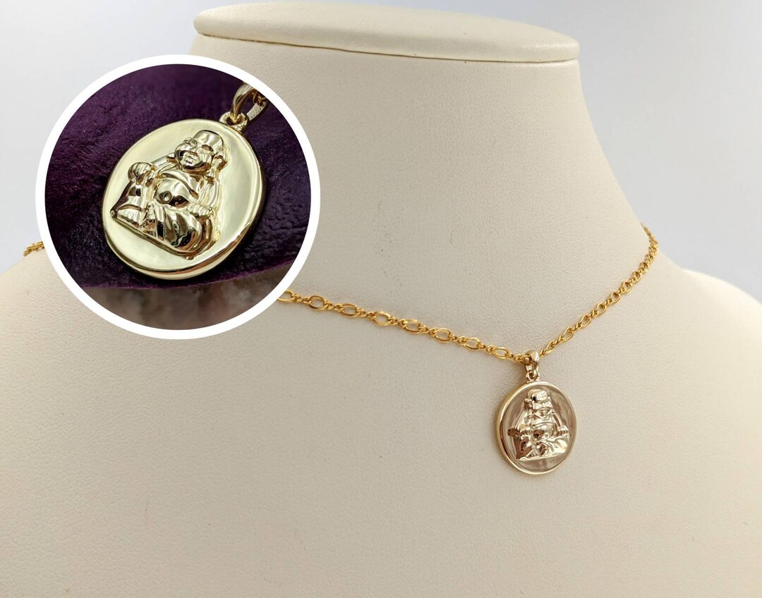 Solid 14K Gold Buddha Necklace; Solid Gold Buddha; Necklace With Gold ...