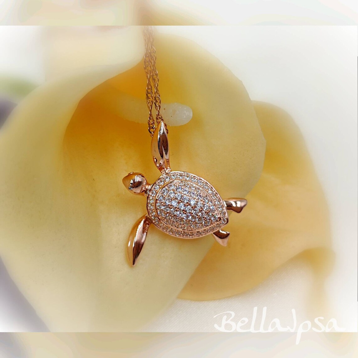 Rose Gold Sea Turtle Necklace 925 Sterling & Rose Turtle 925 | Etsy