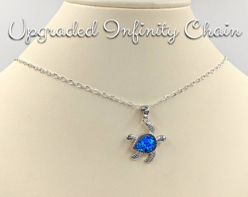 Sterling Silver Infinity Chain Necklace With Blue Fire Opal | Etsy