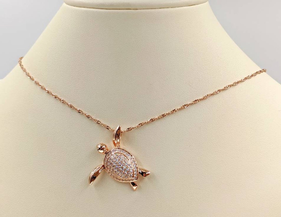 Rose Gold Sea Turtle Necklace 925 Sterling & Rose Turtle, 925 Rose ...