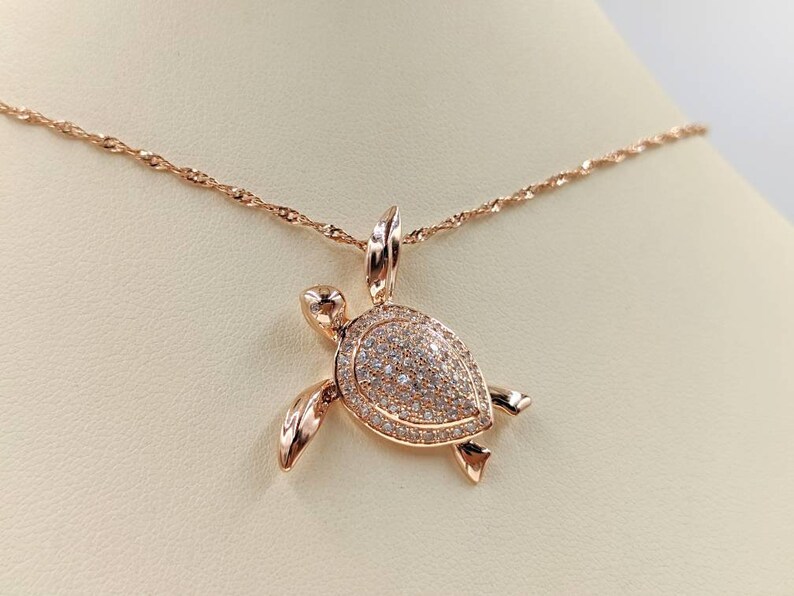 Rose Gold Sea Turtle Necklace 925 Sterling & Rose Turtle 925 | Etsy