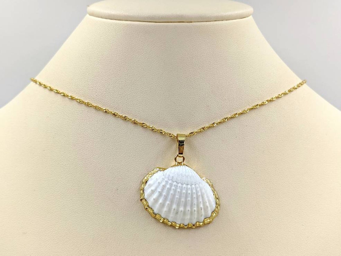 Real Yellow Gold Seashell 14K Gold Dipped Scallop Shell | Etsy