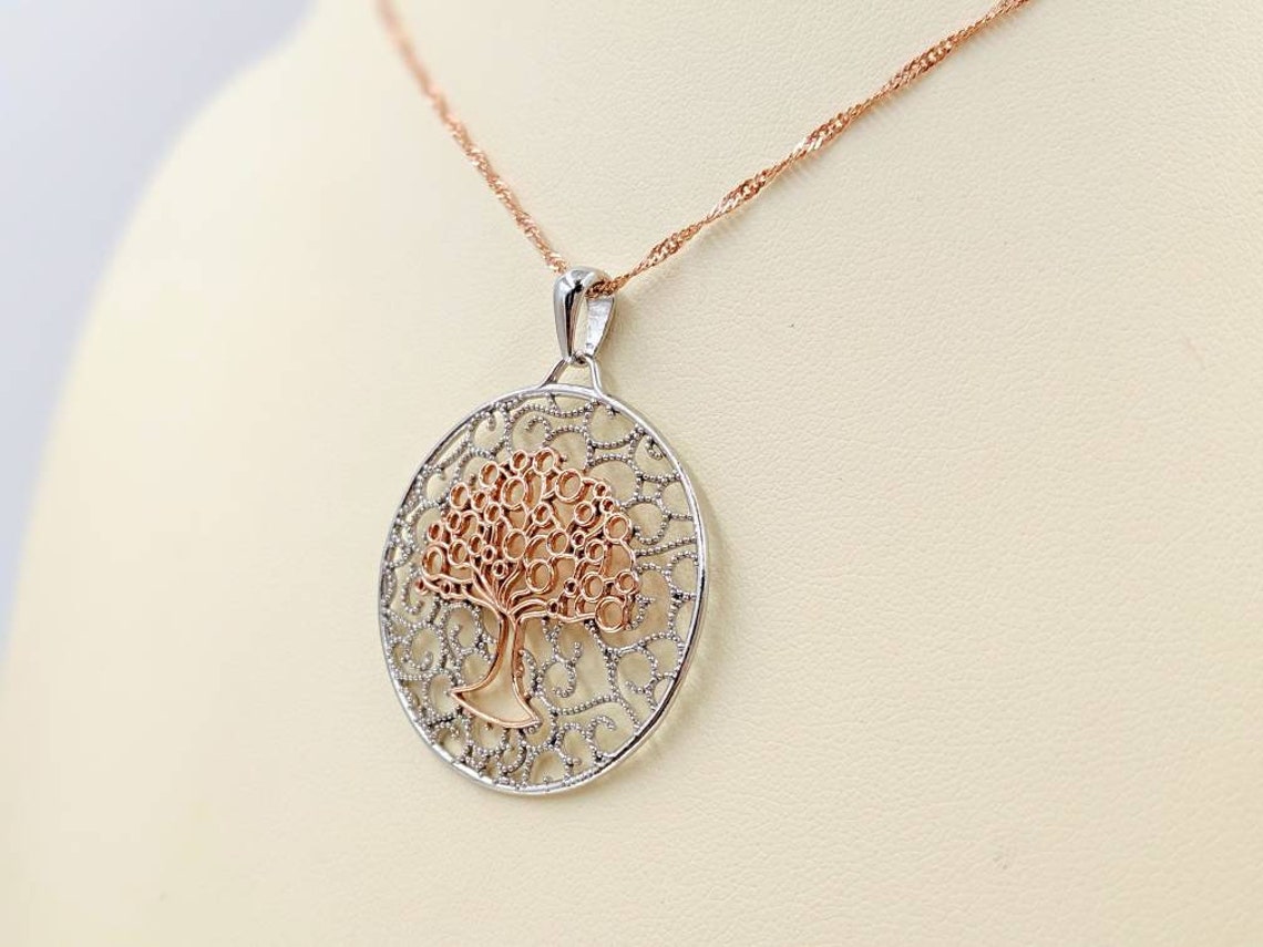 Two Tone Silver & Rose Gold 925 Tree of Life Necklace Wire | Etsy