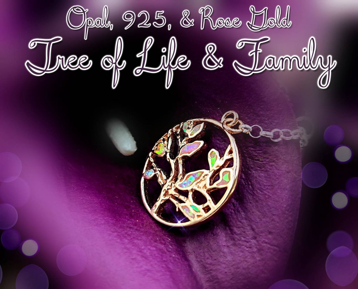 Rose Gold Tree of Life 925 Rose Gold & Pink Opal Lariat - Etsy