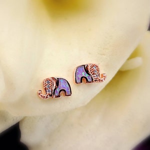 Rose Gold Pink Opal Elephant Necklace & Earring Set; 925 Rose Gold Opal ...
