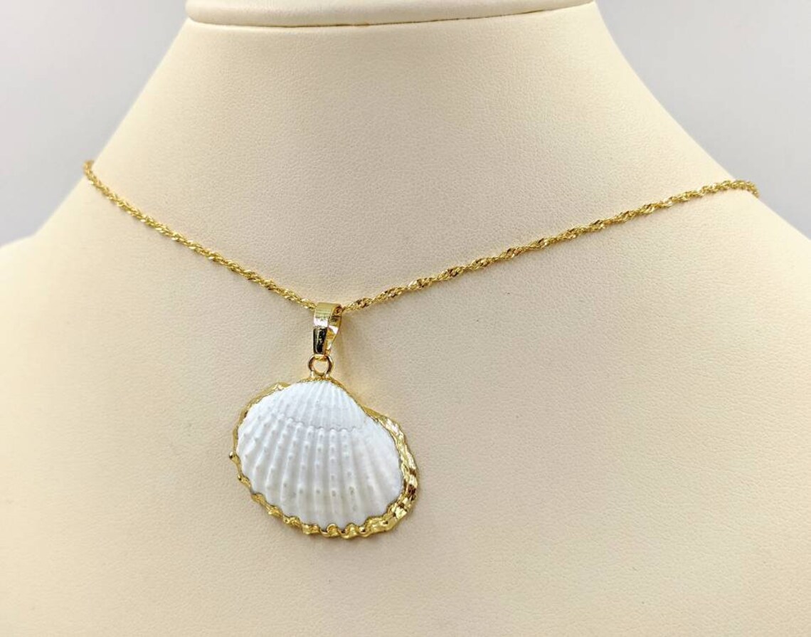 Real Yellow Gold Seashell 14K Gold Dipped Scallop Shell | Etsy