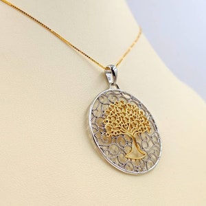 Two Tone Silver & Yellow Gold 925 Tree of Life Necklace Wire - Etsy