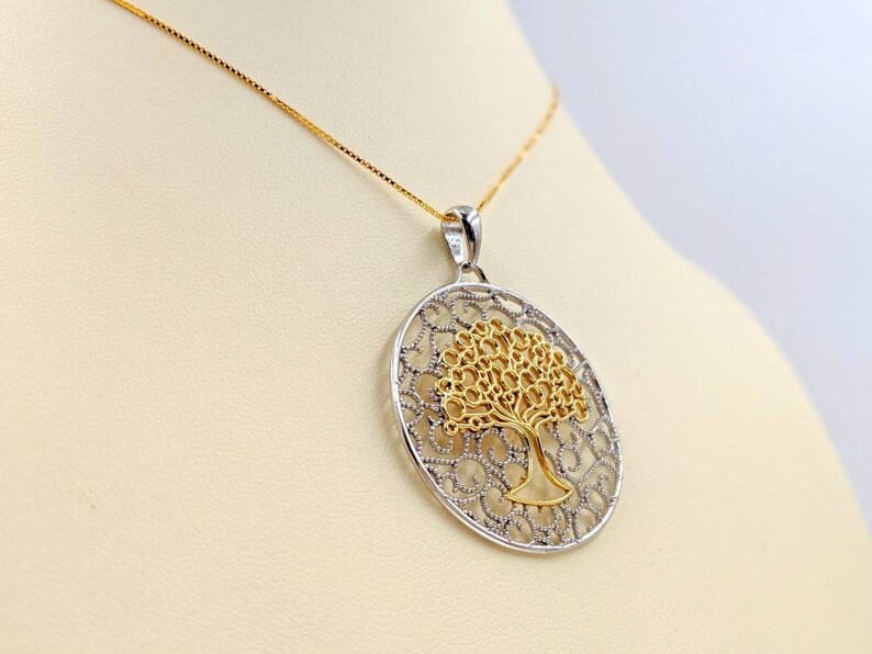 Two Tone Silver & Yellow Gold 925 Tree of Life Necklace Wire | Etsy