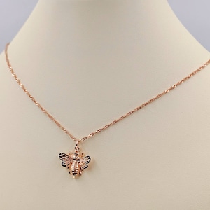 14K Vermeil Rose Gold Honey Bee Necklace; Large 925 Bumble Bee; Rose ...