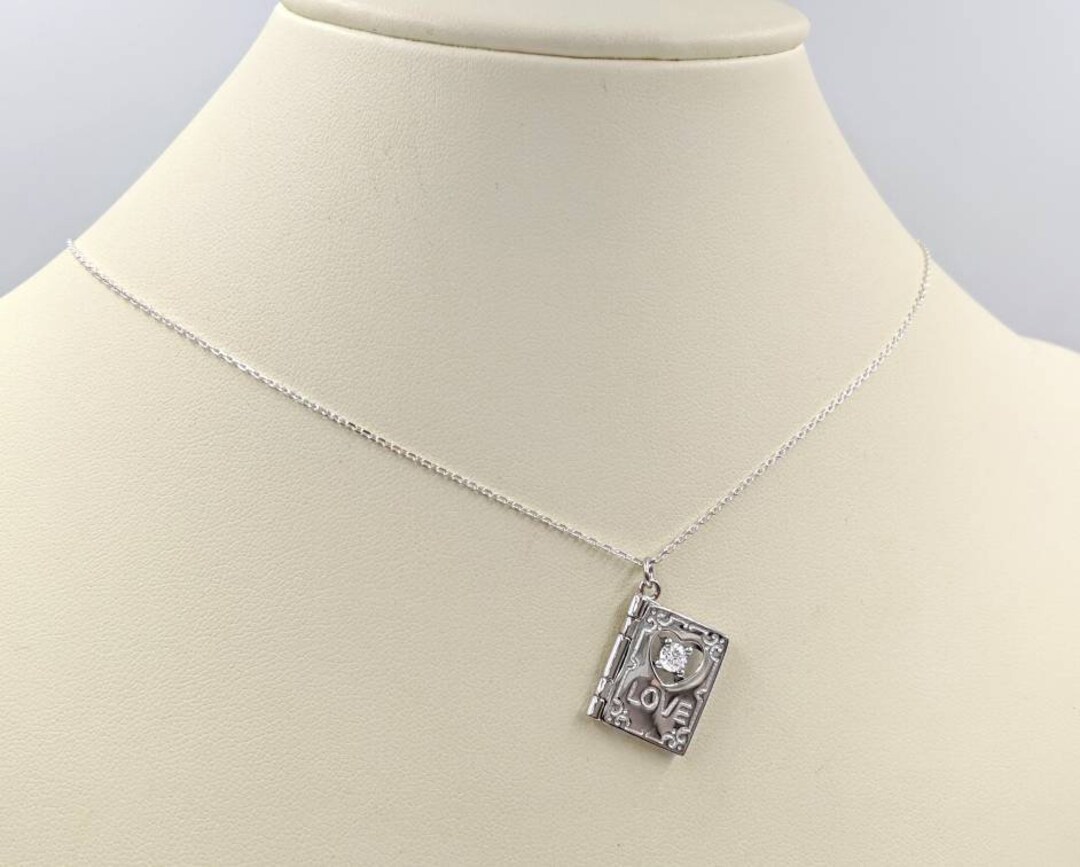 925 Book Locket Necklace; Love Story Secret Love Note; Necklace W ...