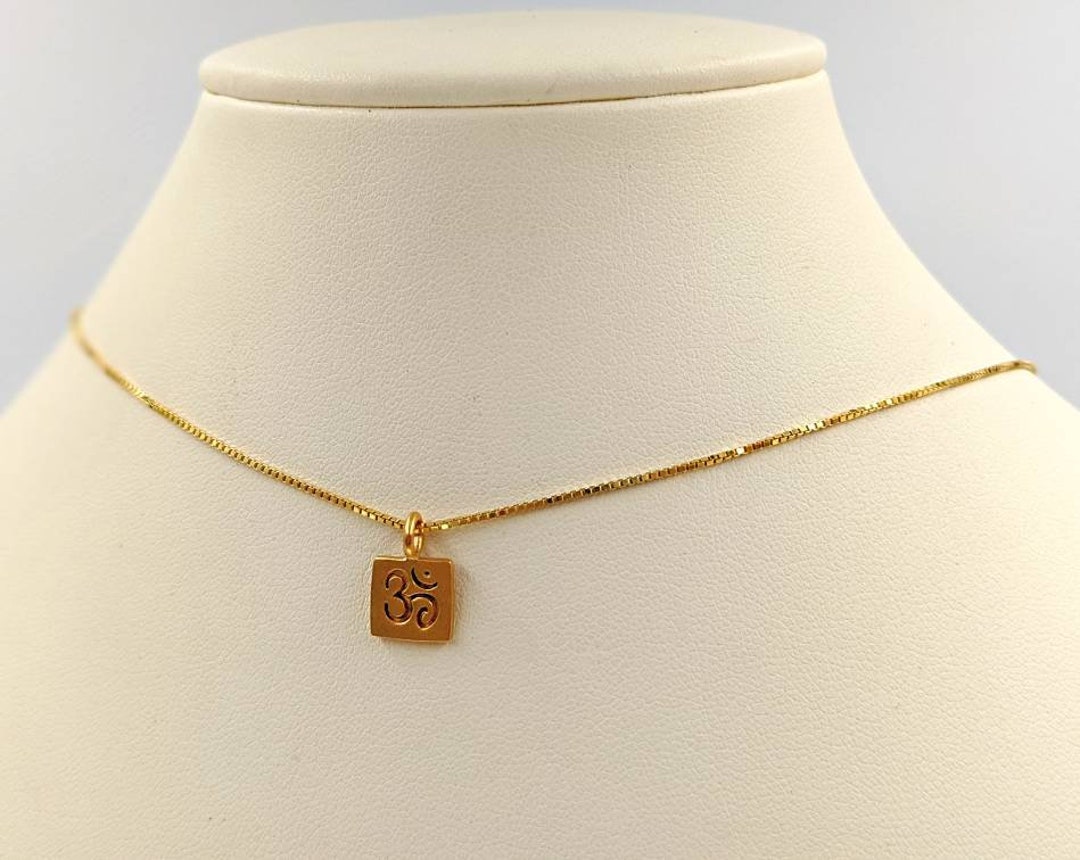 Small Hindu Ohm; 925 Sterling Gold Ohm Necklace; Gold Ohm Heart ...