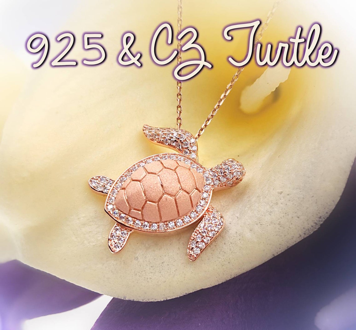 Rose Gold Sea Turtle Necklace 925 Sterling & Rose Turtle 925 - Etsy