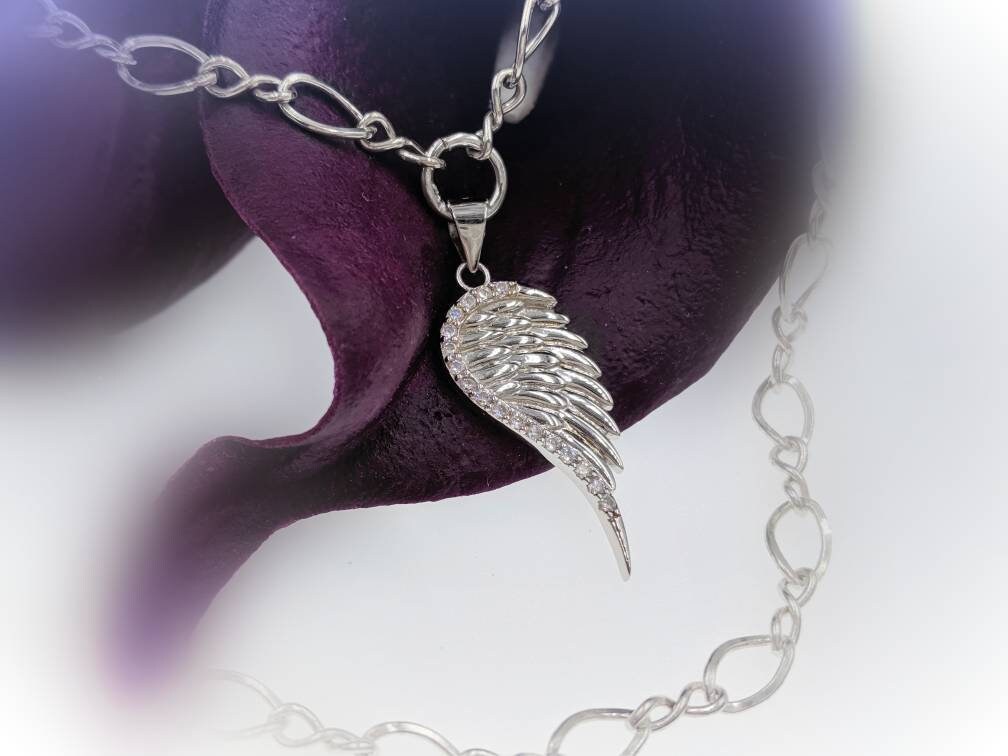 925 Sterling Silver Layered Angel Wing Necklace; Bird Wing Necklace ...