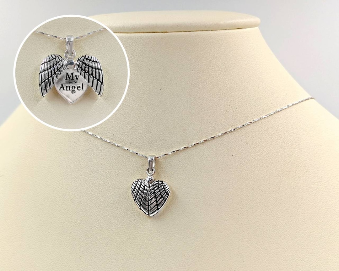 My Angel Hidden Message Winged Heart; 925 Angel Heart W Message ...