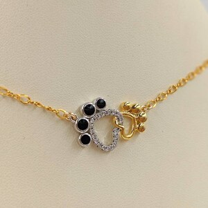 925 Silver & Gold Linked Paw Necklace; Dog Paw Pendant W Gold Chain ...