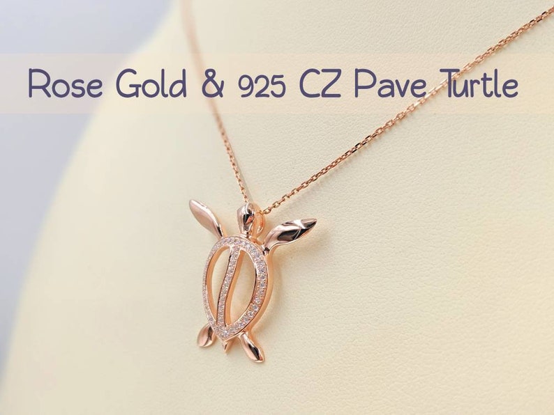 Rose Gold Sea Turtle Necklace 925 Sterling & Rose Turtle 925 | Etsy