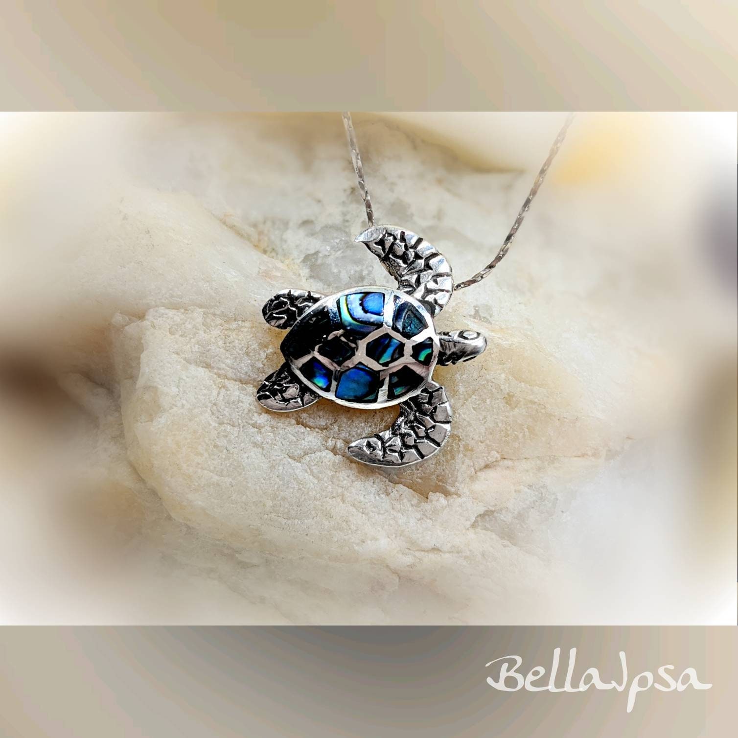 Sterling Abalone Shell Turtle Necklace 925 Abalone Turtle | Etsy