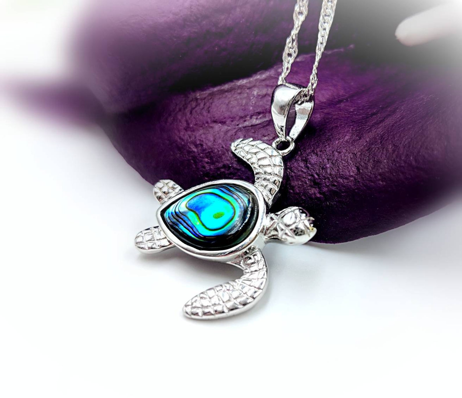 Sterling Abalone Shell Turtle Necklace 925 Abalone Turtle | Etsy