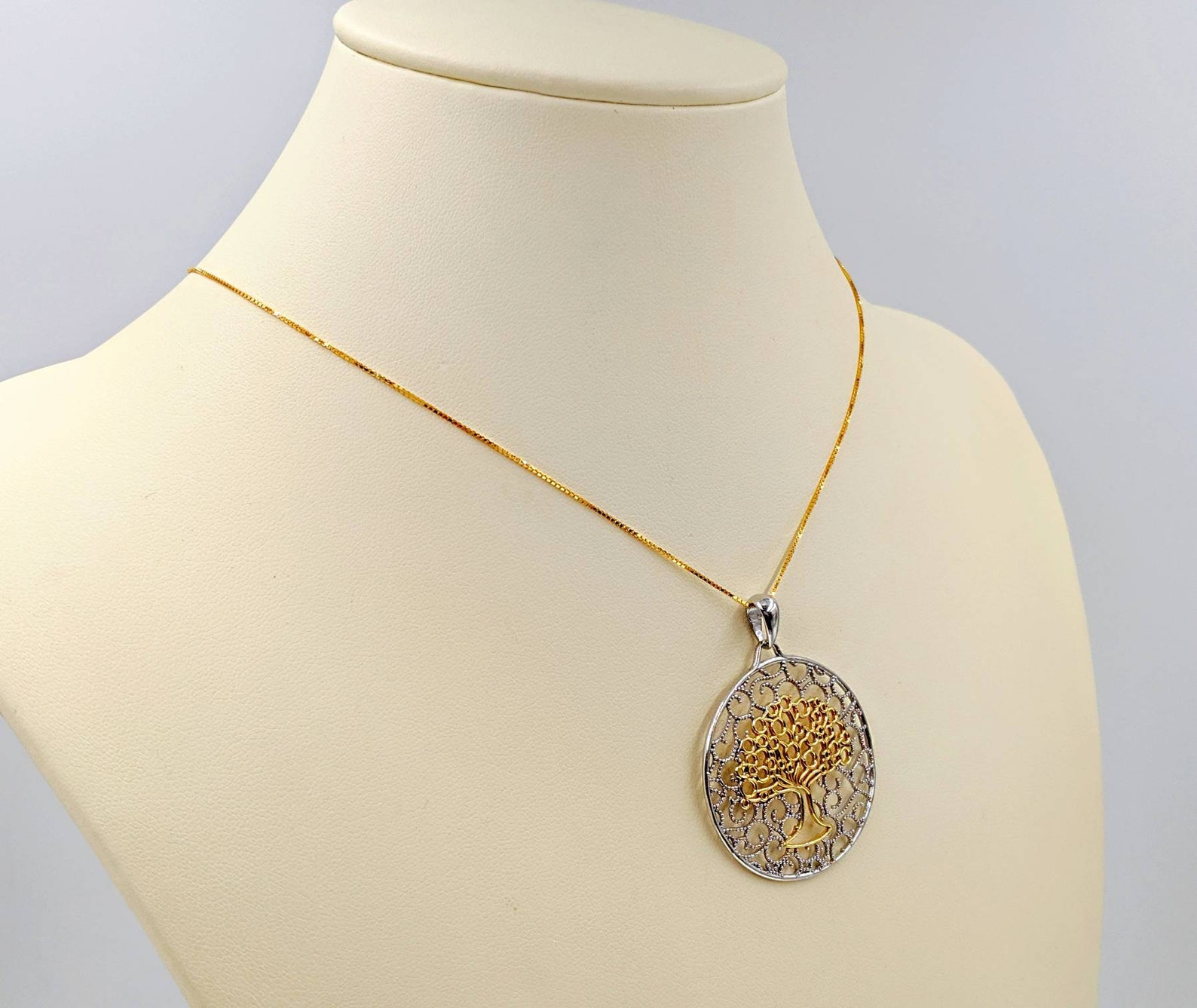 Two Tone Silver & Yellow Gold 925 Tree of Life Necklace Wire | Etsy