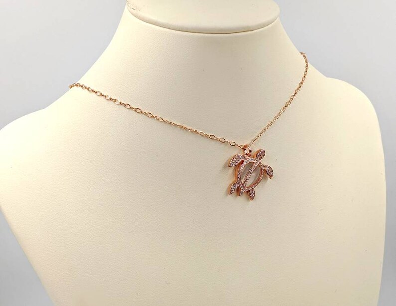 Rose Gold Sea Turtle Necklace; 925 Sterling & Rose Turtle, 925 Rose ...