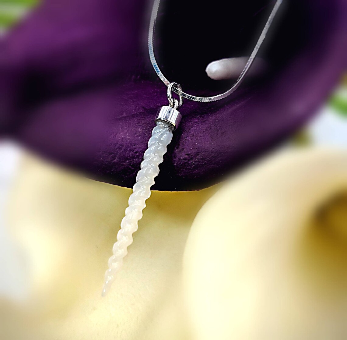 Mother of Pearl & 925 Unicorn Horn Necklace Unicorn Horn - Etsy