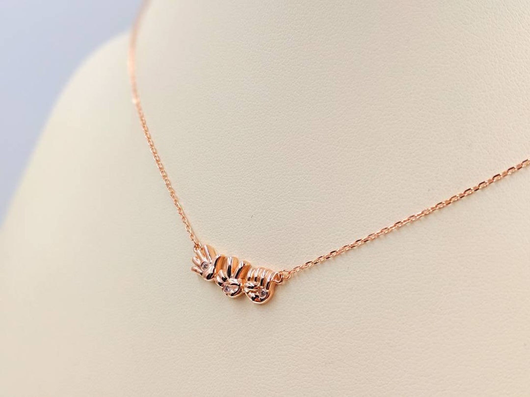Rose Gold Rock, Paper, Scissors Necklace; Hand Symbol Necklace; Rose ...