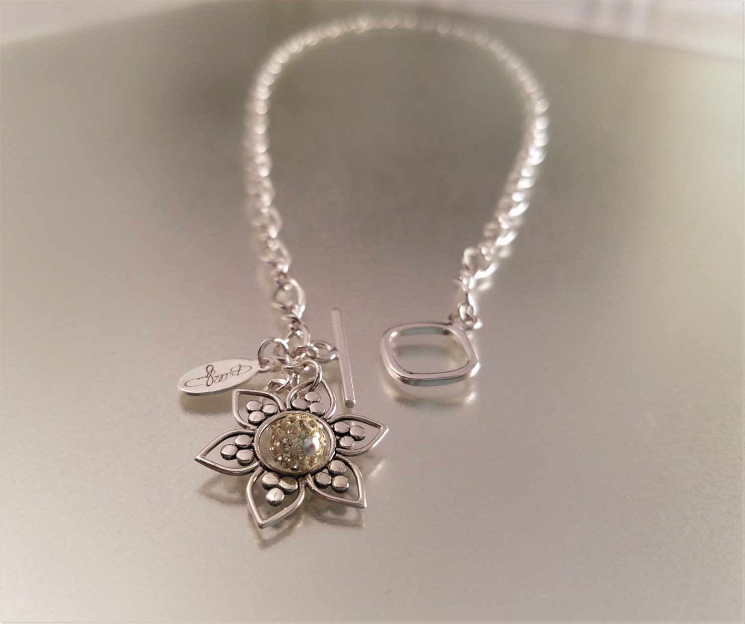 Sterling Silver Heavy Infinity Chain Necklace With 925 Lotus | Etsy