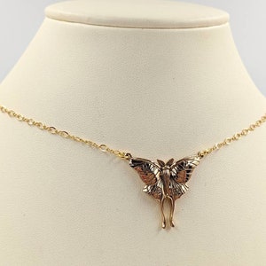 Bronze Luna Moth Necklace on 14K Gold Filled Chain; Luna Moth Necklace ...
