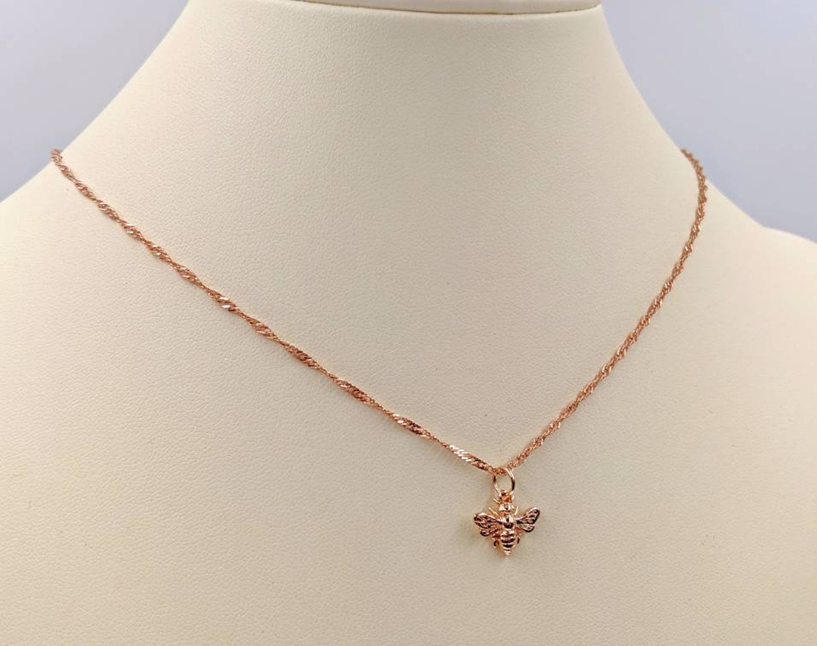 14K Vermeil Rose Gold Honey Bee 925 Necklace; Sterling Bumble Bee; Rose ...
